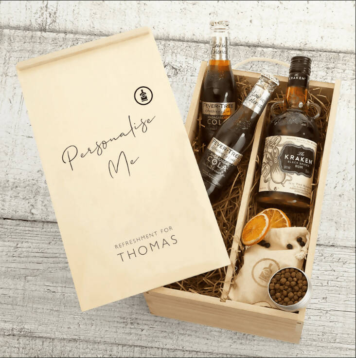 Personalised Kraken Black Spiced Rum Gift Set needi